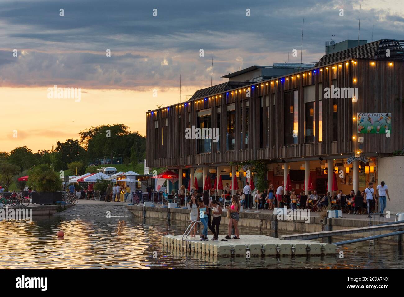 Wien, Vienna: river Neue Donau (New Danube), CopaBeach (Copa Beach ...