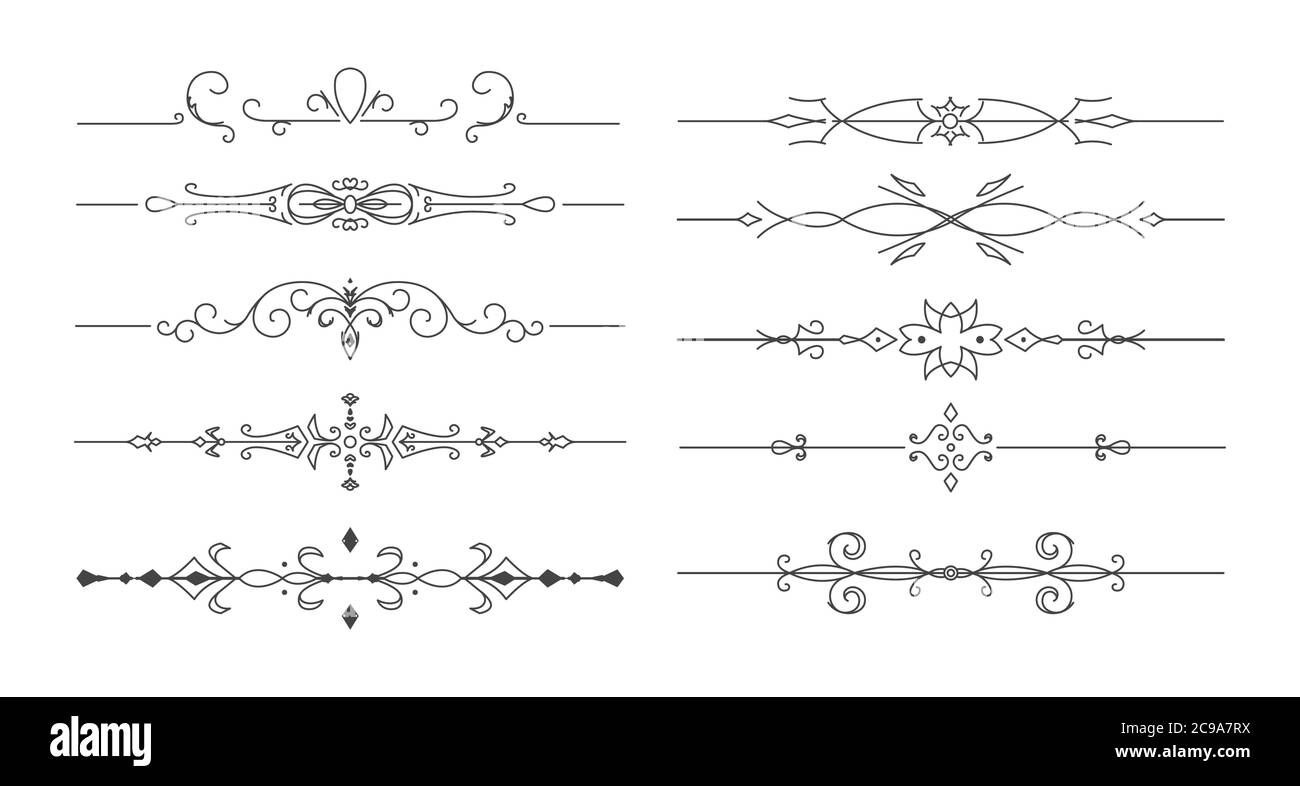 Flower vector dividers. Set of simple decorative page dividers and design elements Stock Vector ...