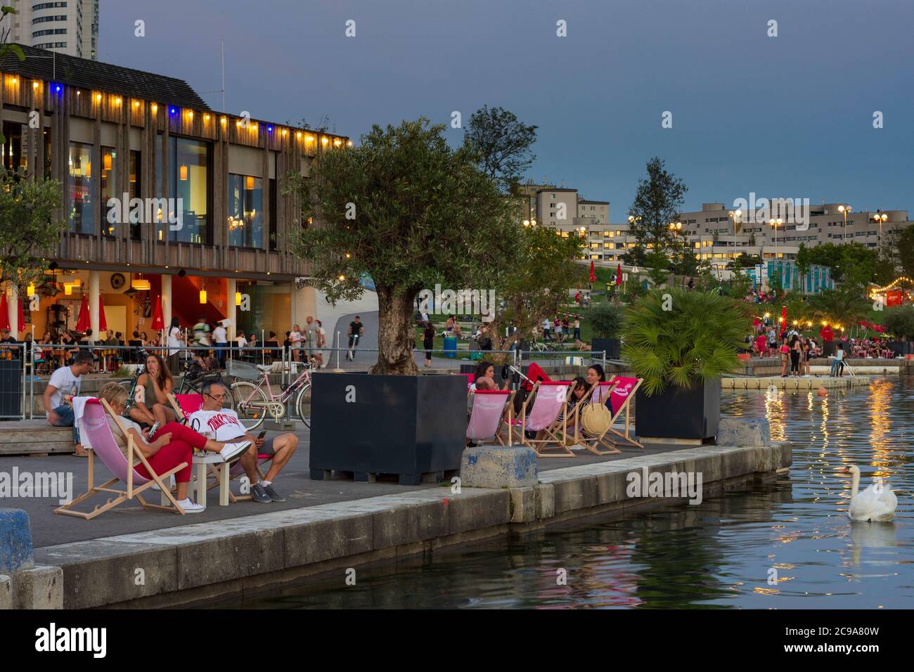 Wien, Vienna: river Neue Donau (New Danube), CopaBeach (Copa Beach ...