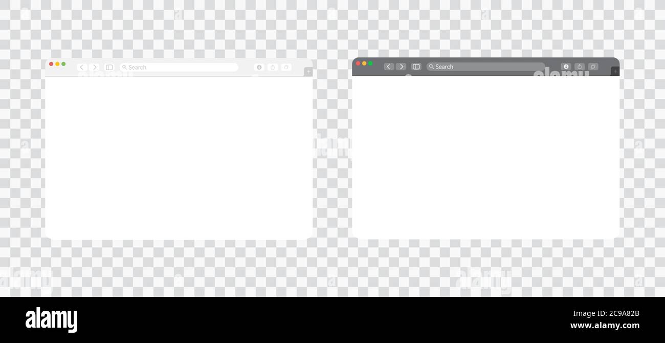 Empty browser window on transparent background. Empty web page mockup ...