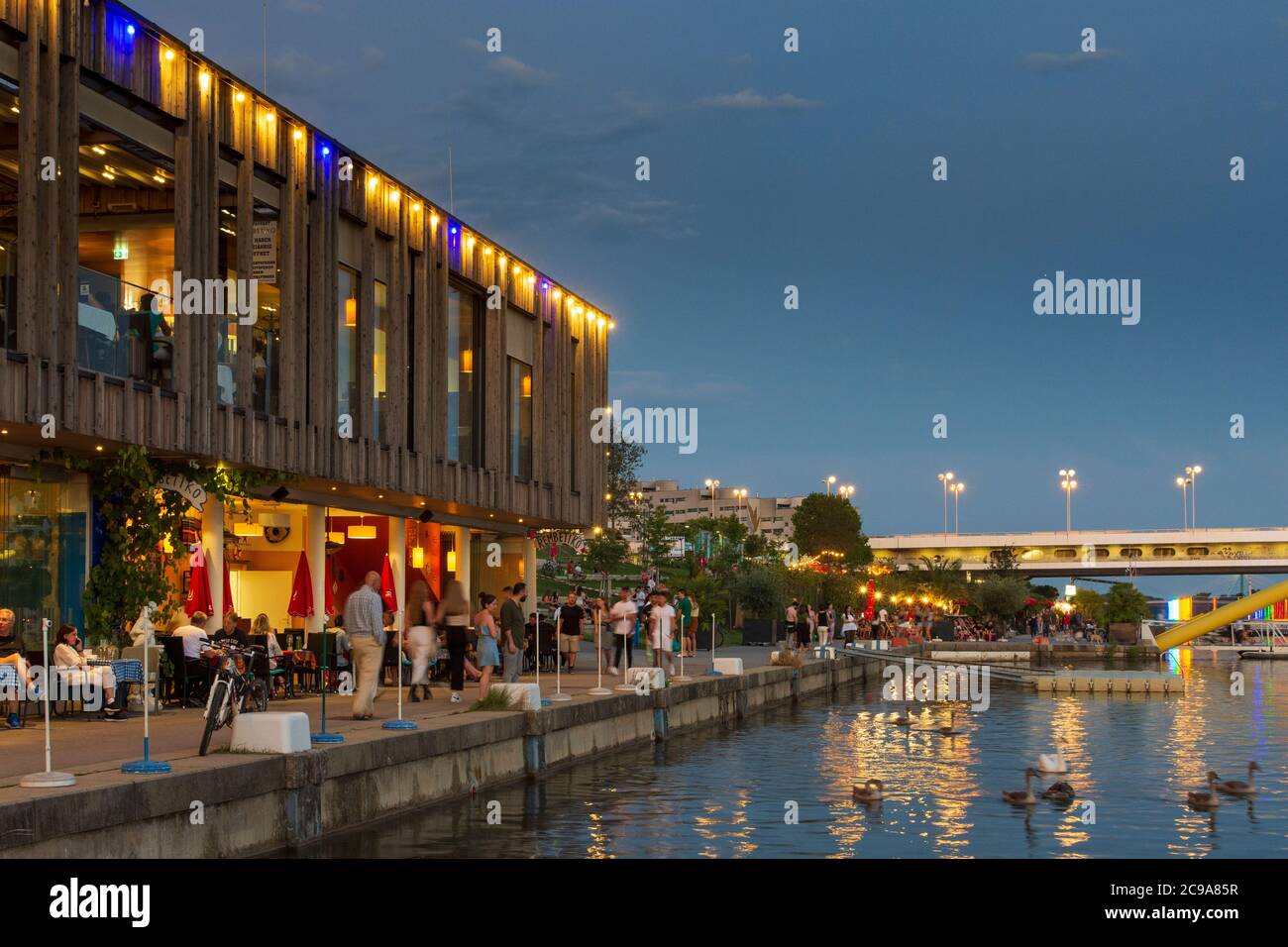 Wien, Vienna: river Neue Donau (New Danube), CopaBeach (Copa Beach ...