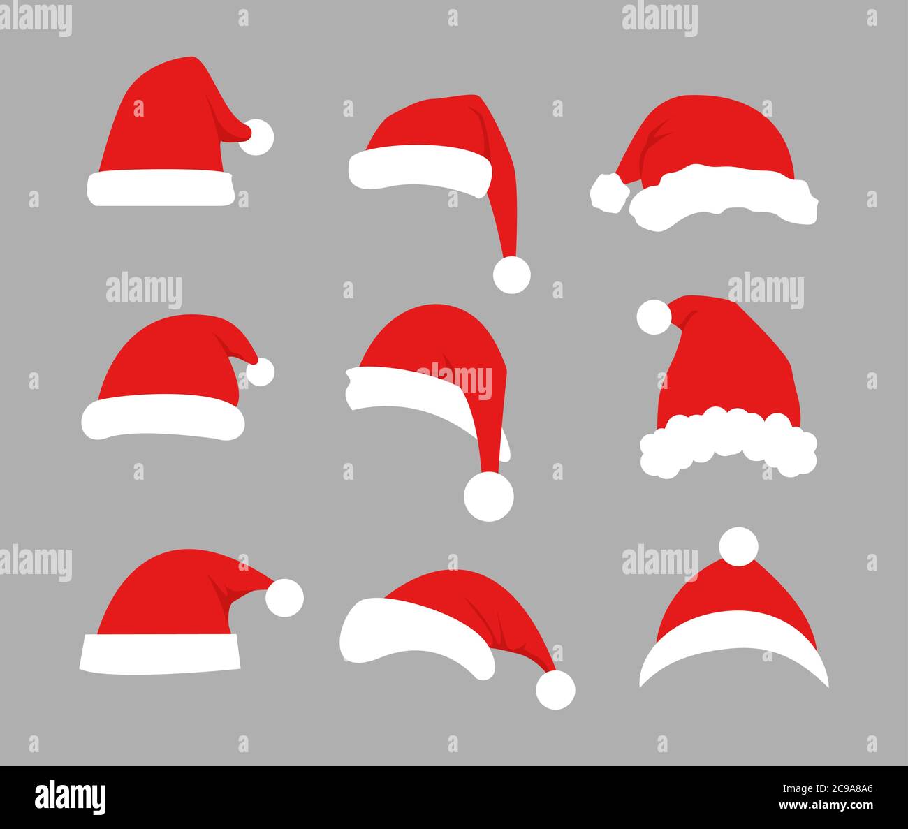 Flat santa hats. Christmas elements for your festive design. Vector ...