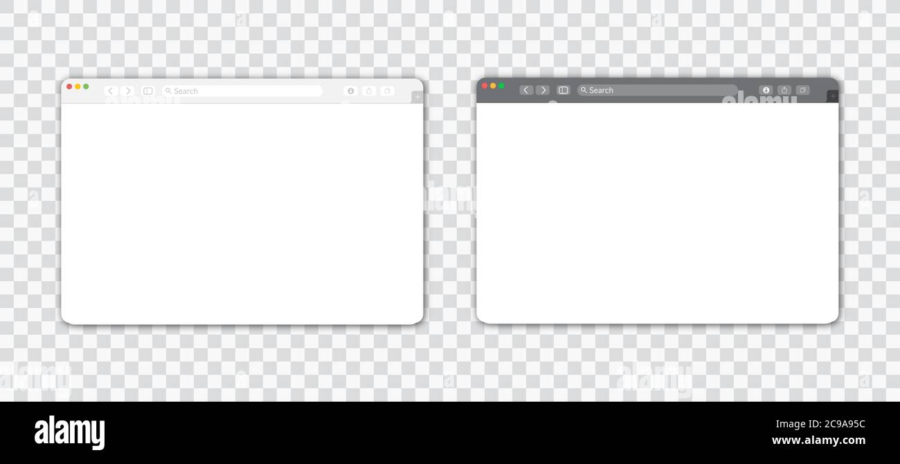 Empty browser window on transparent background. Empty web page mockup ...