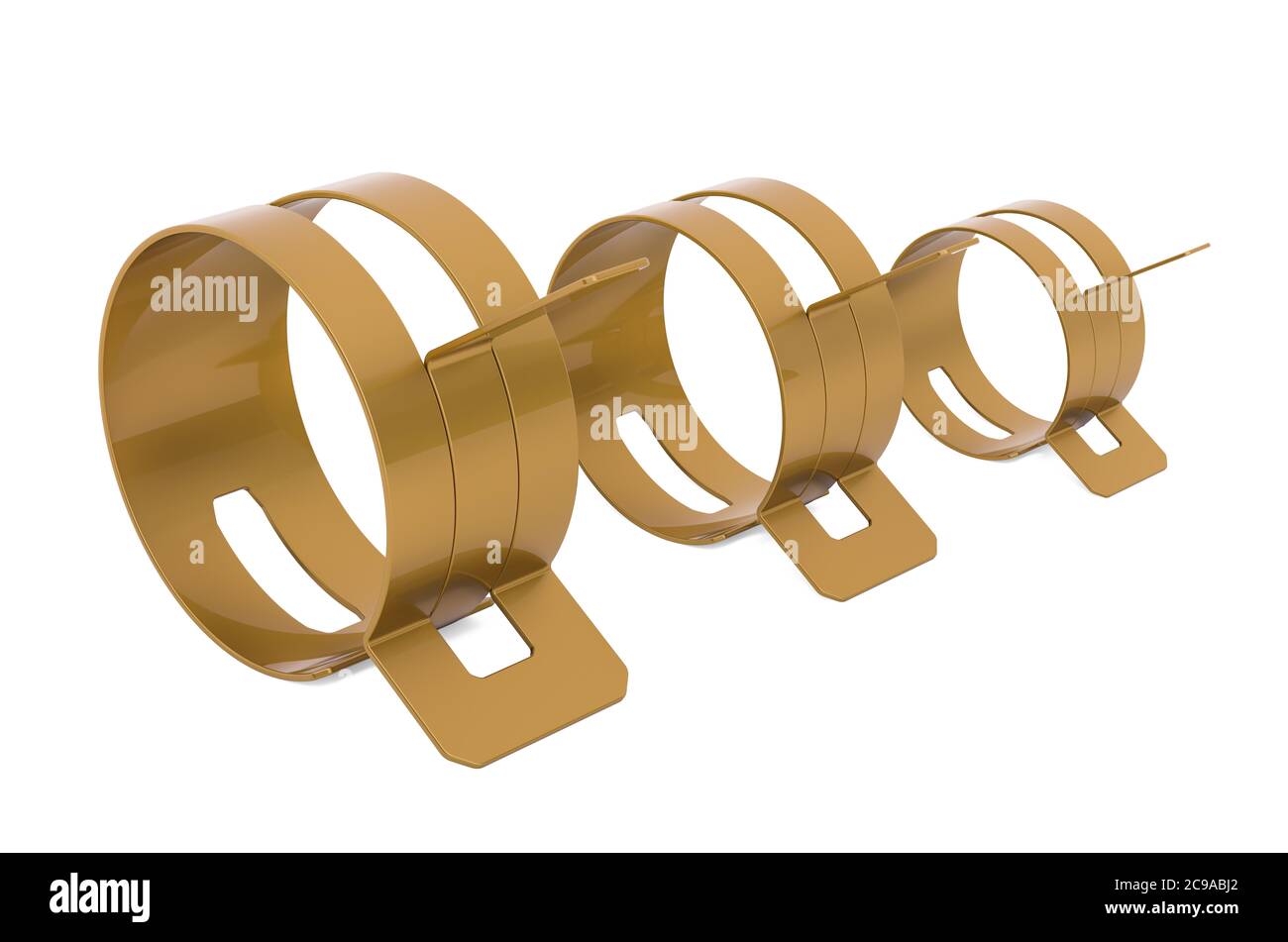 Kit of Spring Action Hose Clamp. 3D rendering isolated on white ...