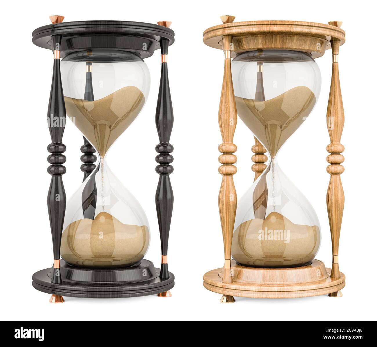 Wooden Sand Timer Hourglasses. 3D rendering isolated on white ...