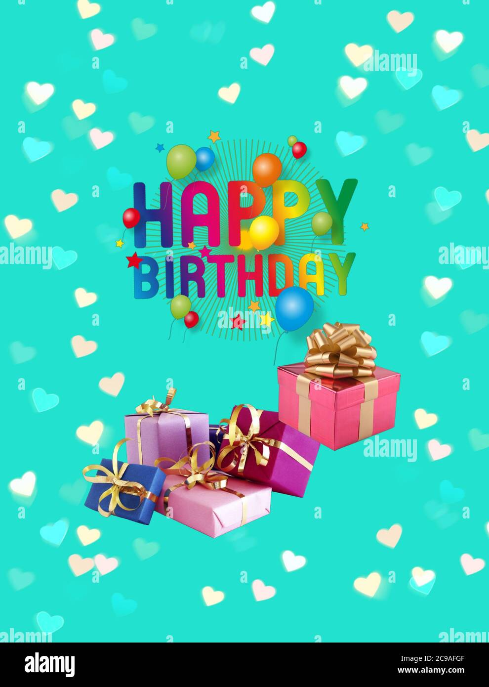 Festive background with happy birthday card isolated in color ...