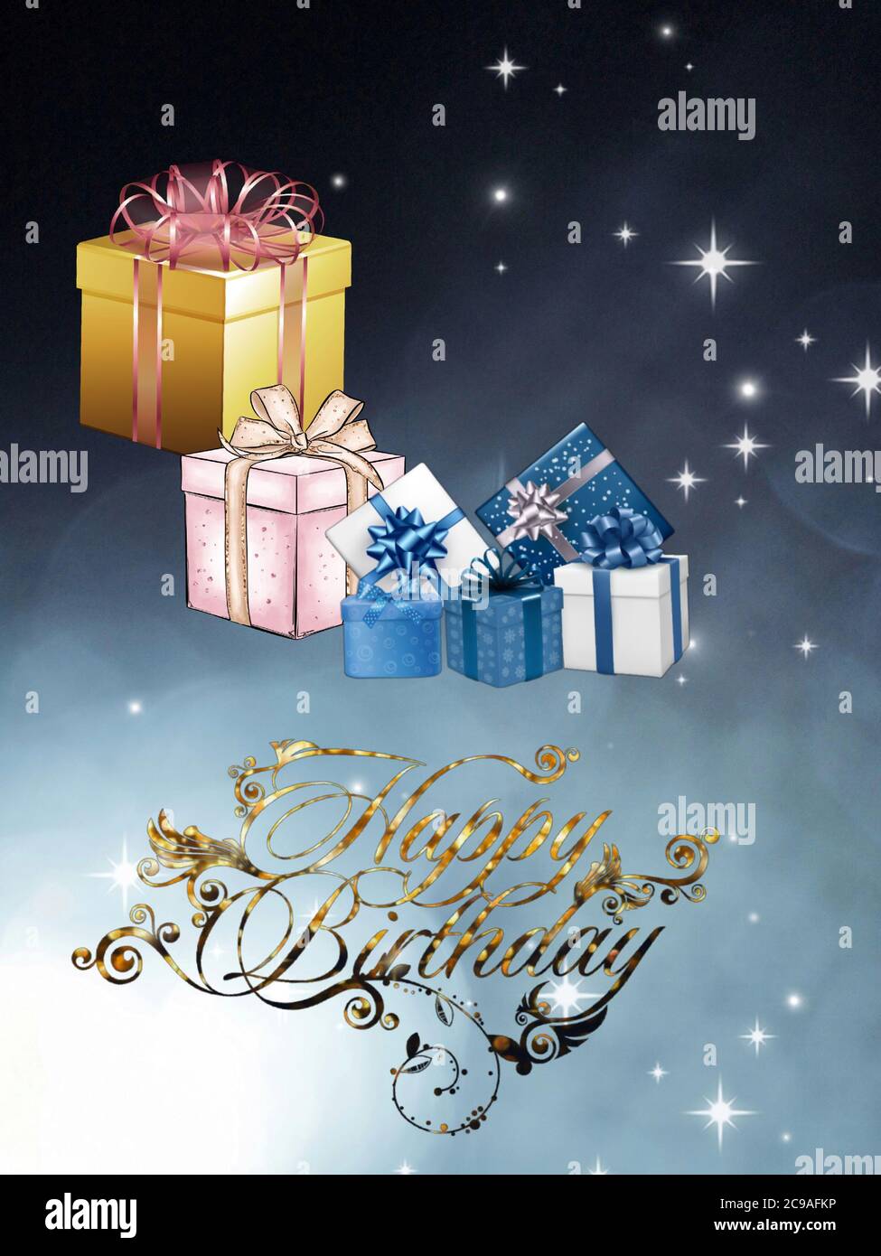 Festive background with happy birthday card isolated in color ...