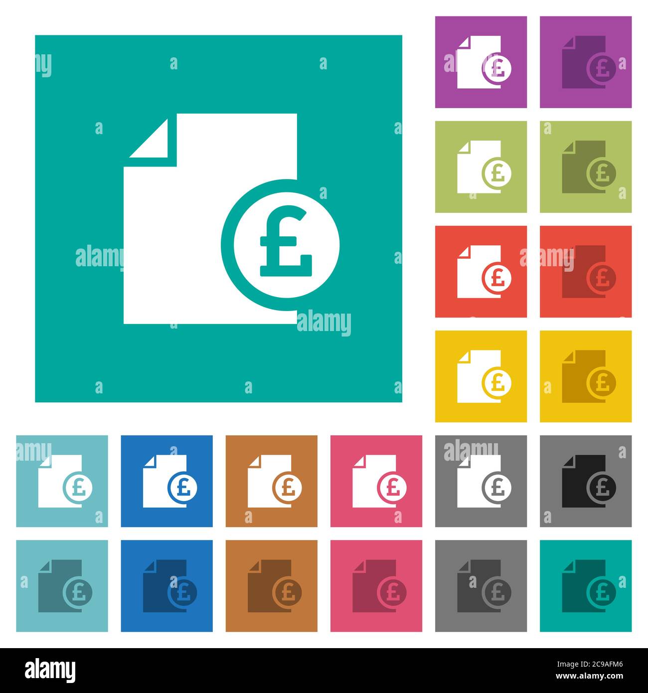 Pound financial report multi colored flat icons on plain square ...