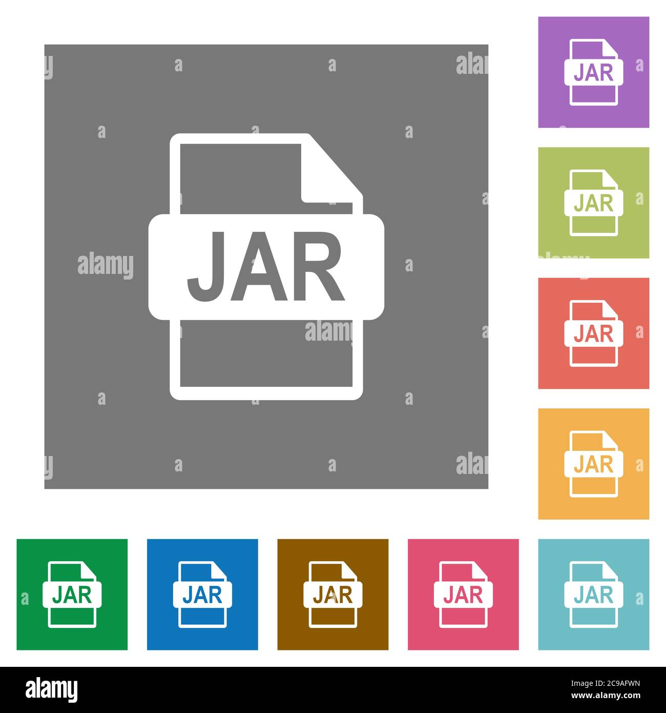 JAR file format flat icons on simple color square backgrounds Stock ...