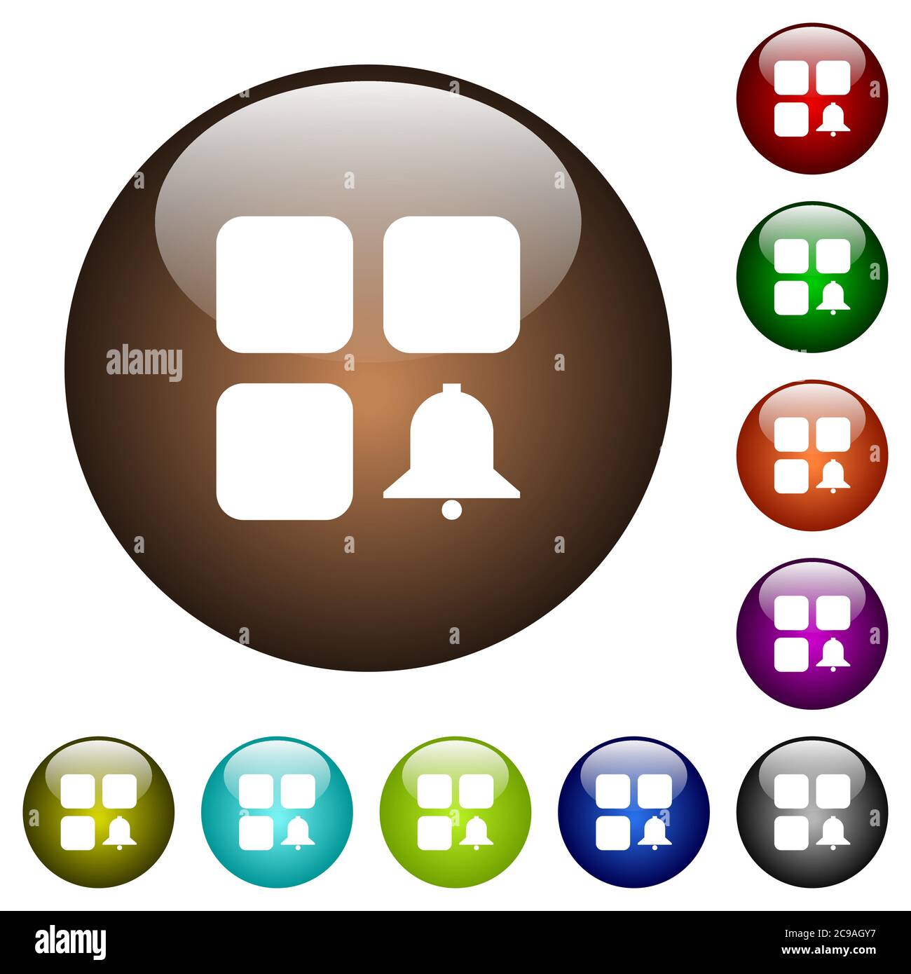 Component alert white icons on round color glass buttons Stock Vector ...