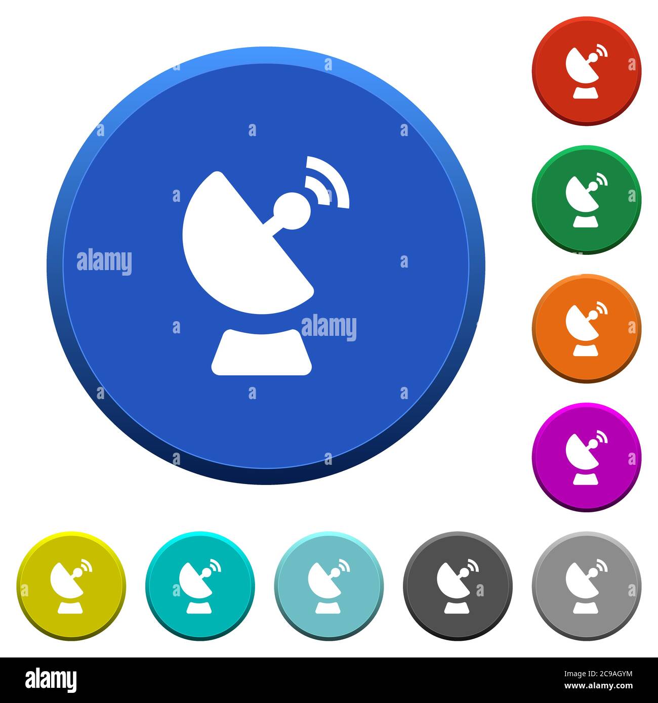 Satellite dish round color beveled buttons with smooth surfaces and ...