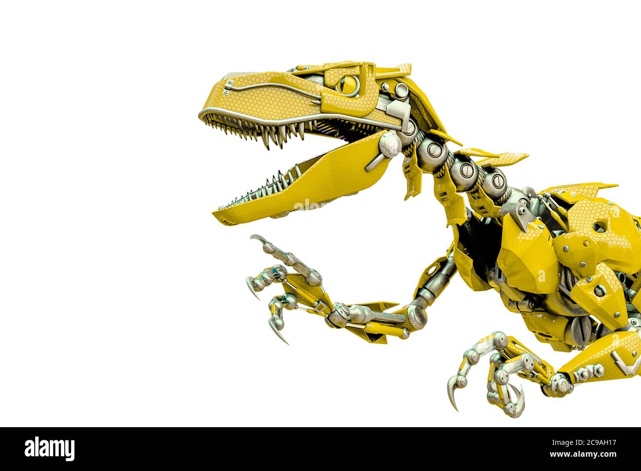 velociraptor robot doing a fast run close up, 3d illustration Stock ...