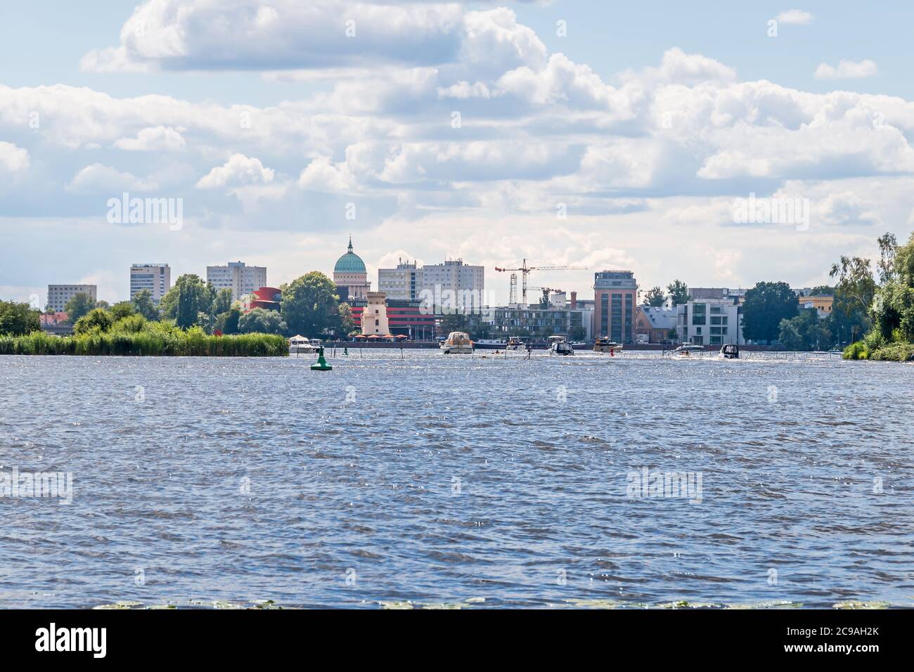 Potsdam, Germany - July 12, 2020: Tiefer Lake with the quay of the ...
