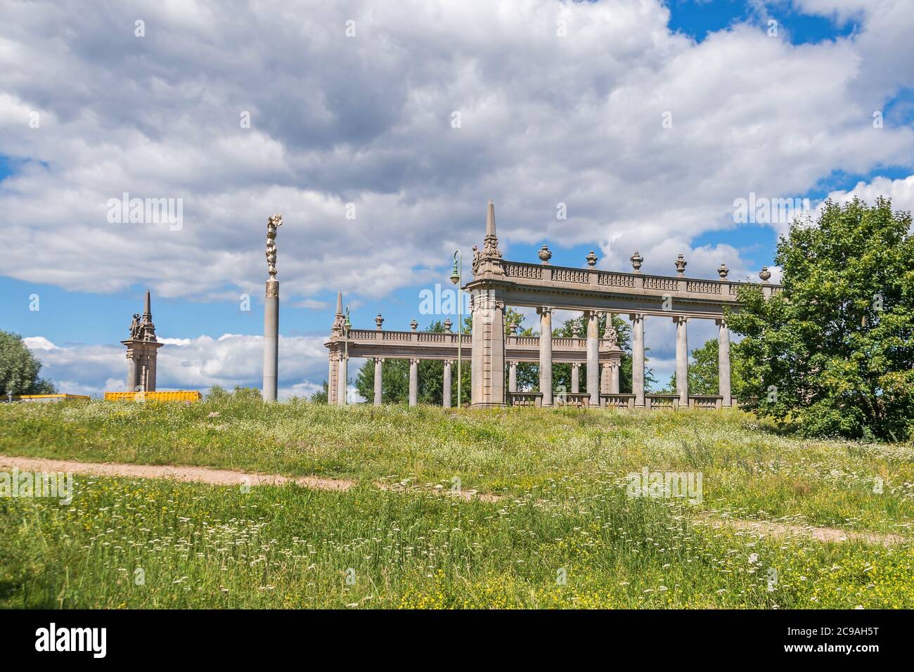 Potsdam, Germany - July 12, 2020: Colonnades at the access road to the ...