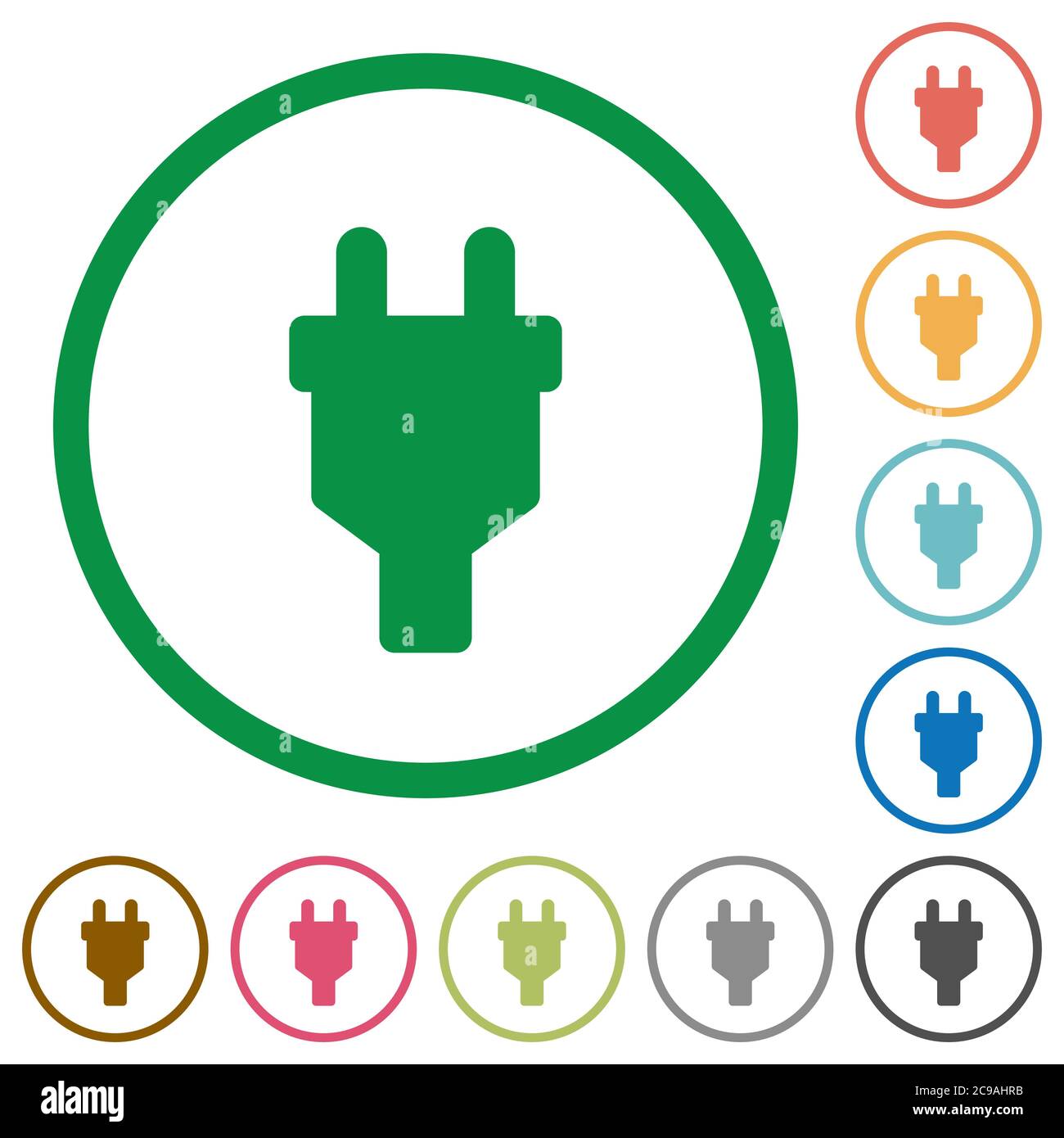 Power connector plug flat color icons in round outlines on white background Stock Vector Image ...