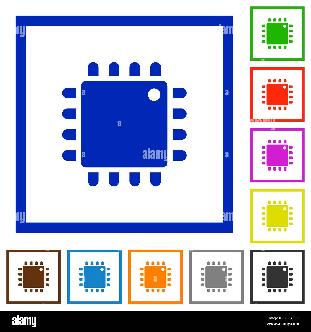 Integrated semiconductor microchip microprocessor on blue Stock Vector ...