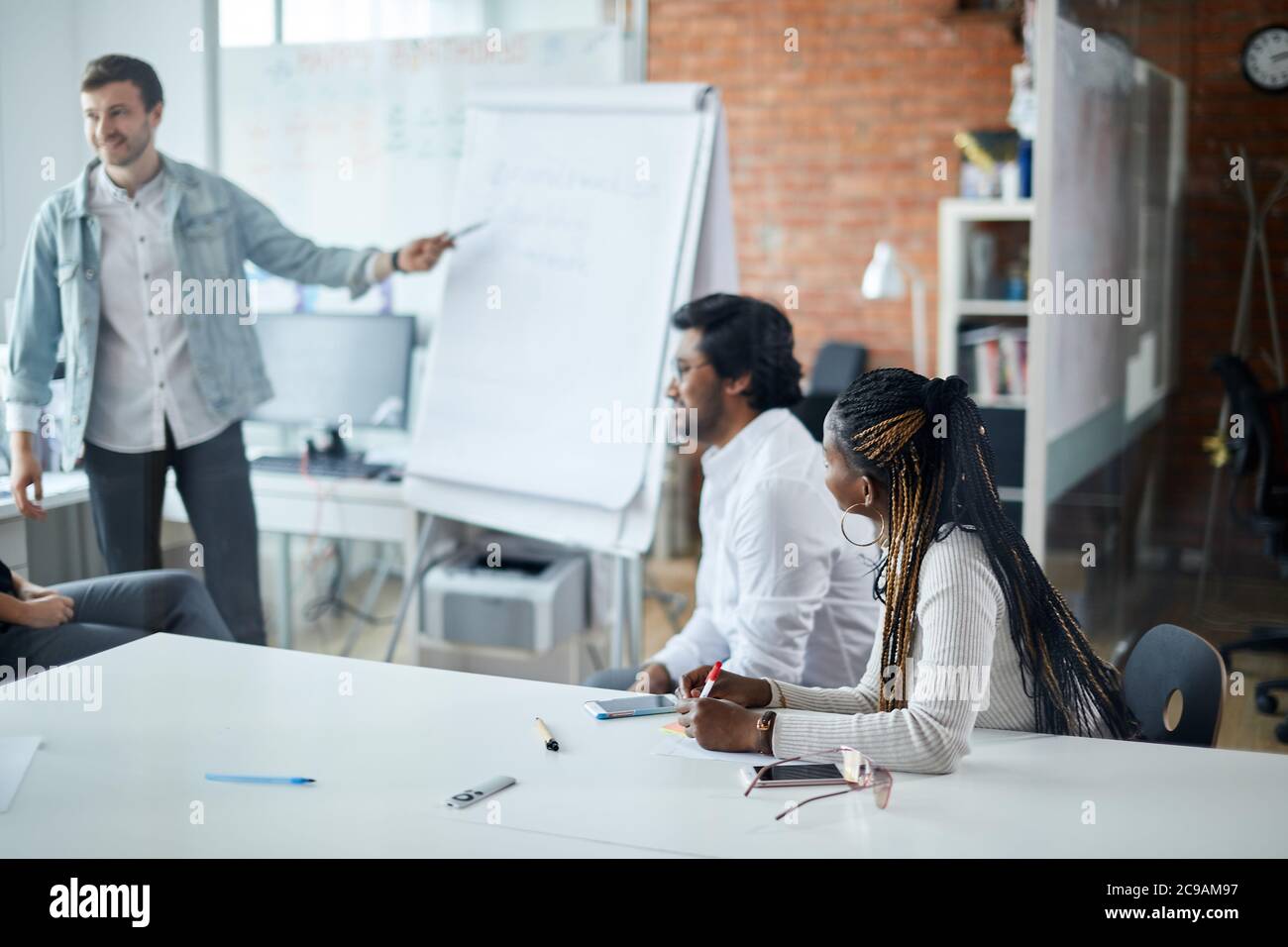 perspective plan for personal success. handsome guy pointing to the ...