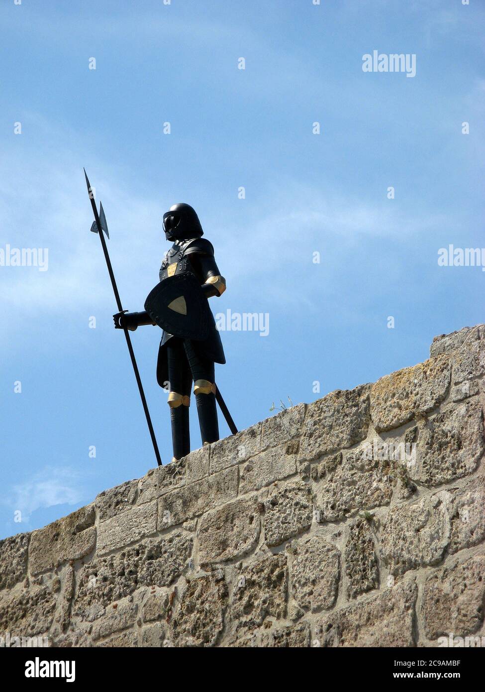 Medieval Knight on a wall in Old Town Rhodes Stock Photo - Alamy