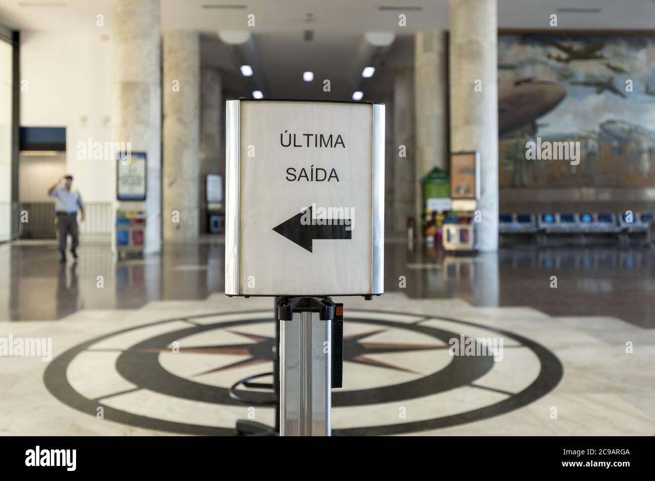 RIO DE JANEIRO, BRAZIL - Jul 11, 2020: Exit sign in apart from porter ...