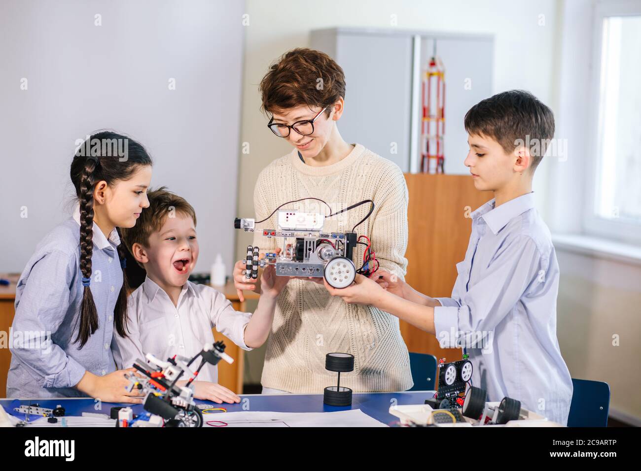 Happy children learn science classes, education learning science ...