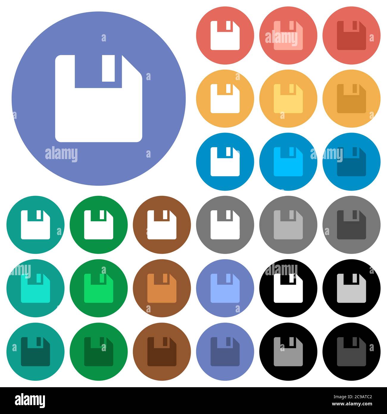 Save data multi colored flat icons on round backgrounds. Included white ...