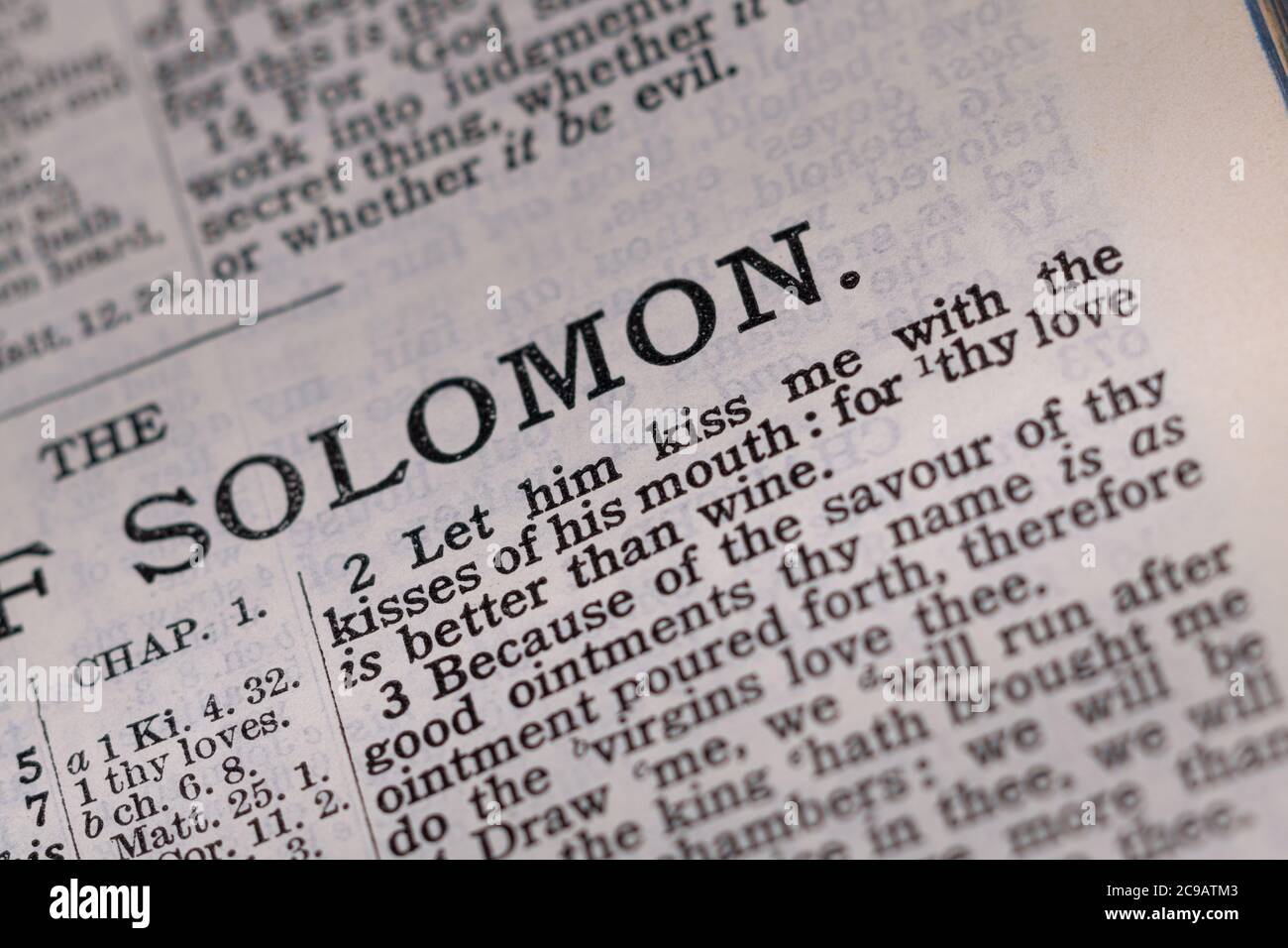 Bible open at the first page of the Song of Solomon Stock Photo - Alamy Bible open at the first page of the Song of Solomon Stock Photo - Alamy