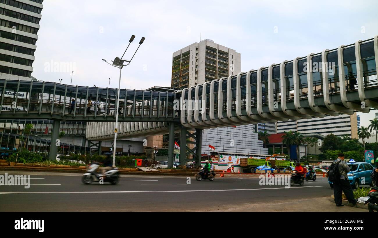 Jakarta, Indonesia - March 6, 2019: Senayan Roundabout Footbridge or ...