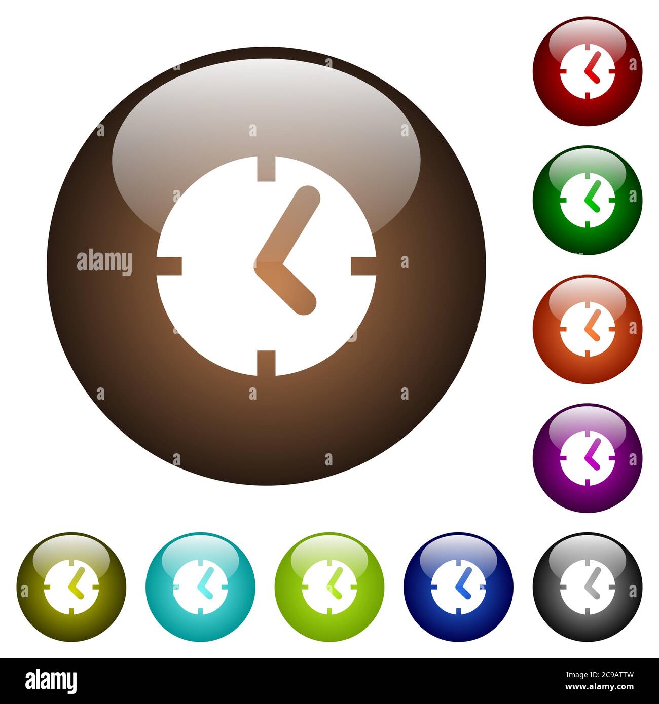 Clock white icons on round color glass buttons Stock Vector Image & Art ...