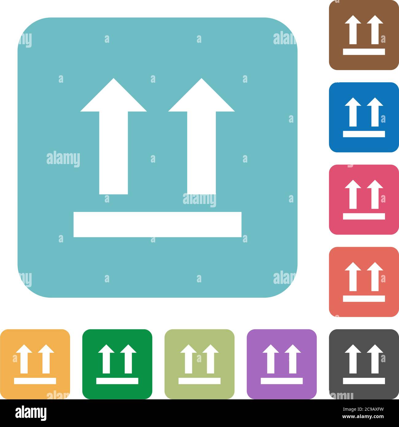 Side up sign white flat icons on color rounded square backgrounds Stock ...