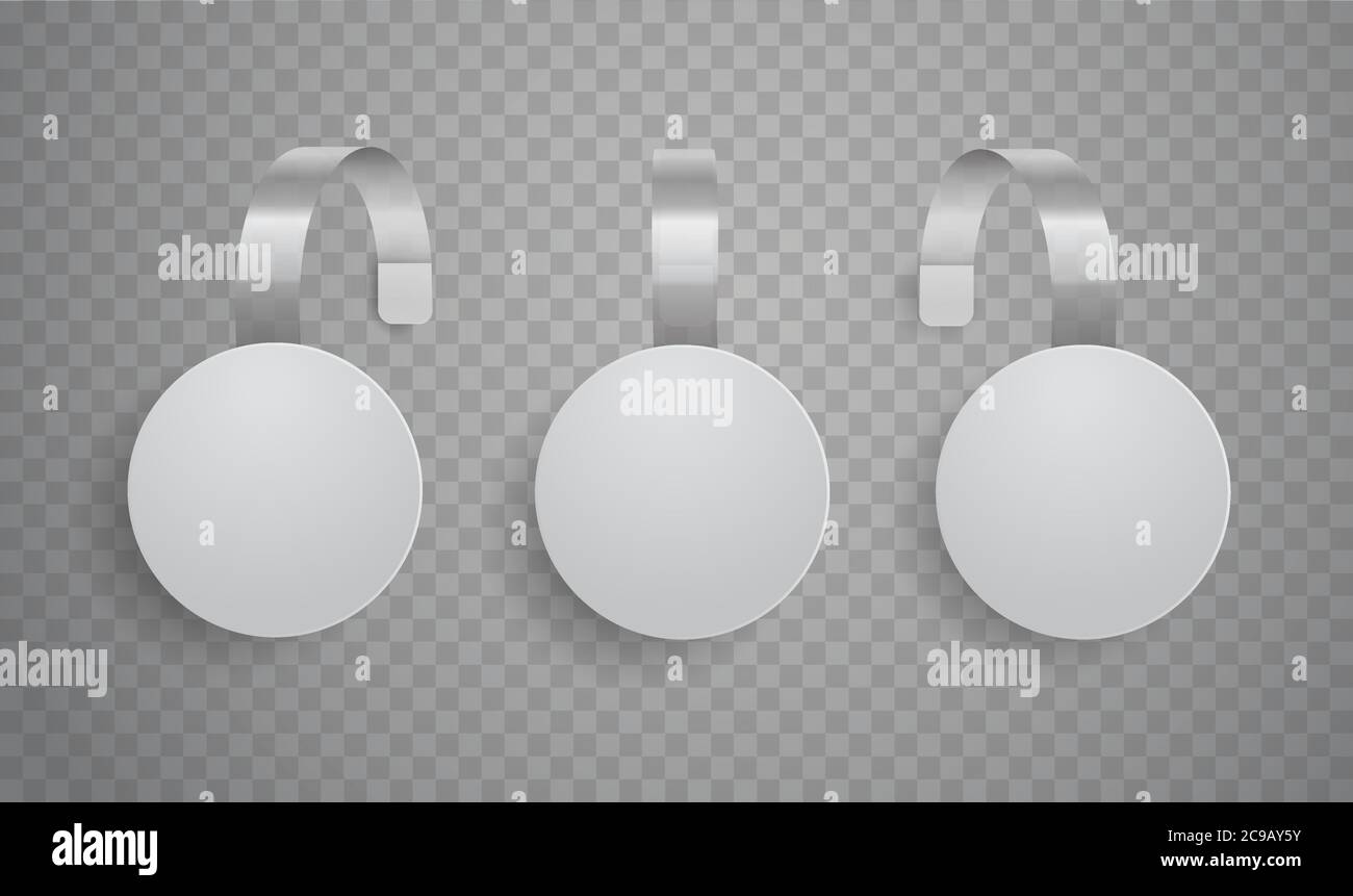 3D blank white round wobbler. Shelf wobbler pointing tag labels ...