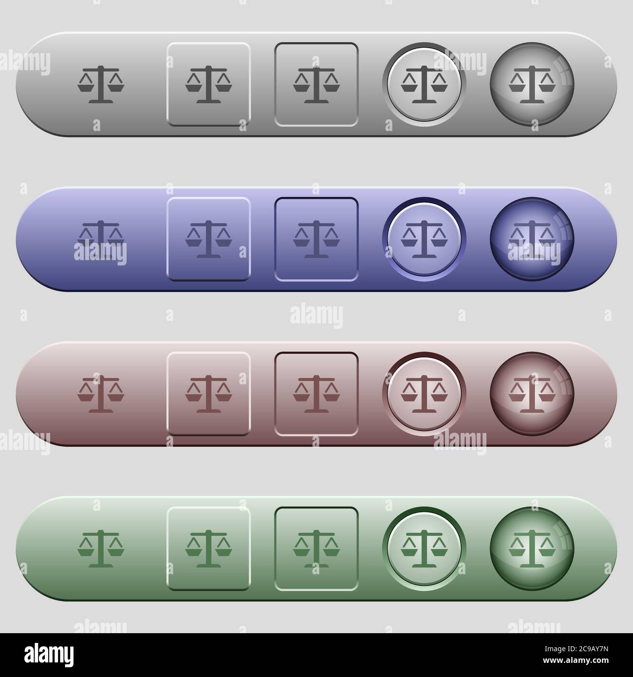 Balance icons on rounded horizontal menu bars in different colors and ...