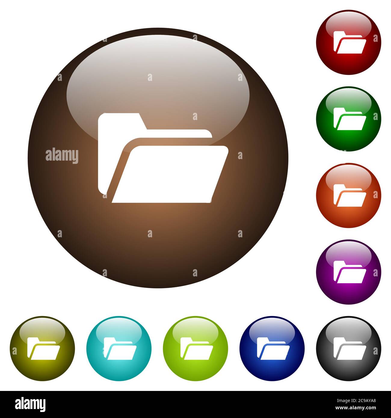 Folder open white icons on round color glass buttons Stock Vector Image ...