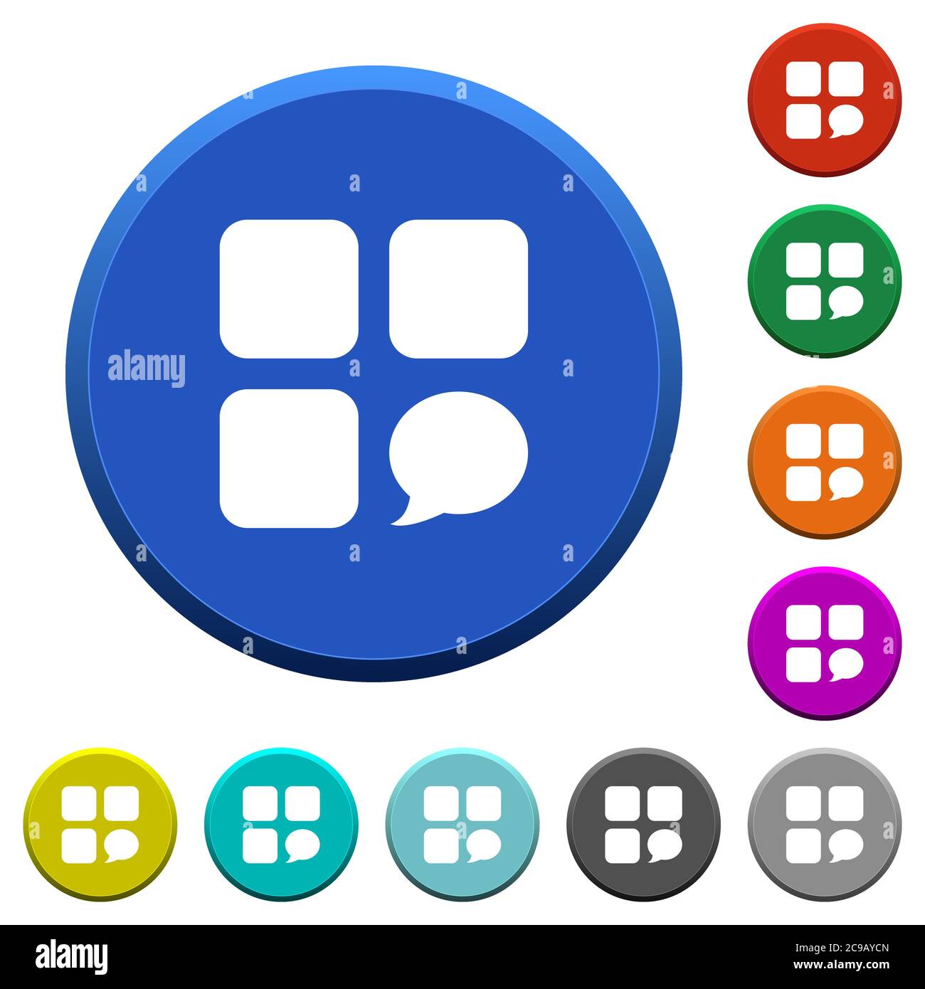 Message component round color beveled buttons with smooth surfaces and ...
