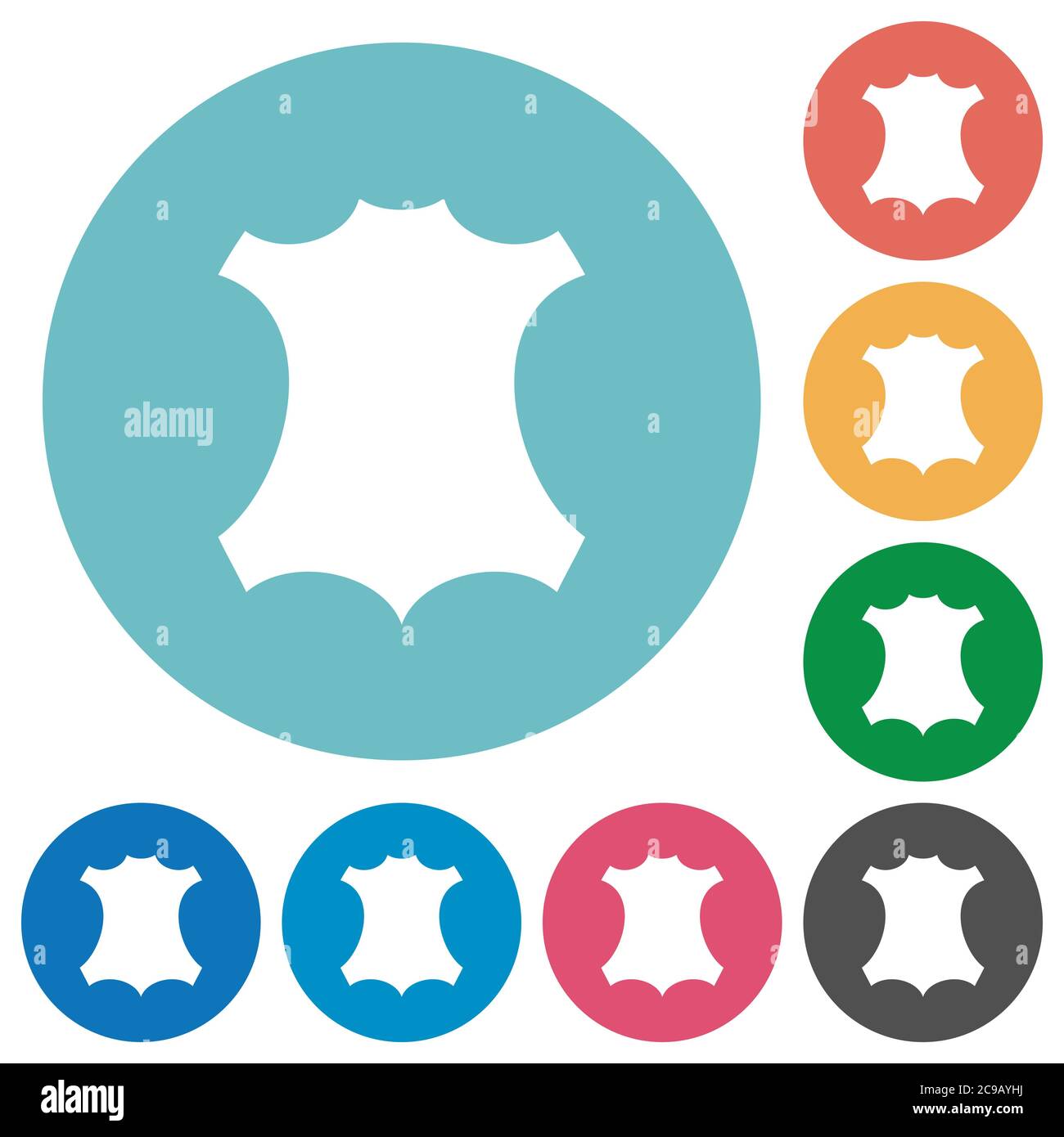 Genuine leather symbol flat white icons on round color backgrounds ...