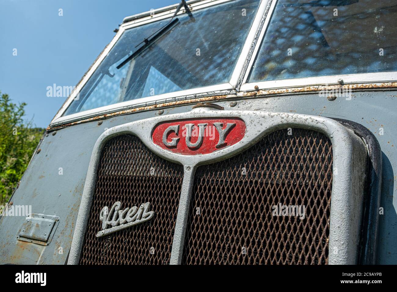 Close up of the grill of a disused 1958 Guy Vixen lorry Stock Photo - Alamy