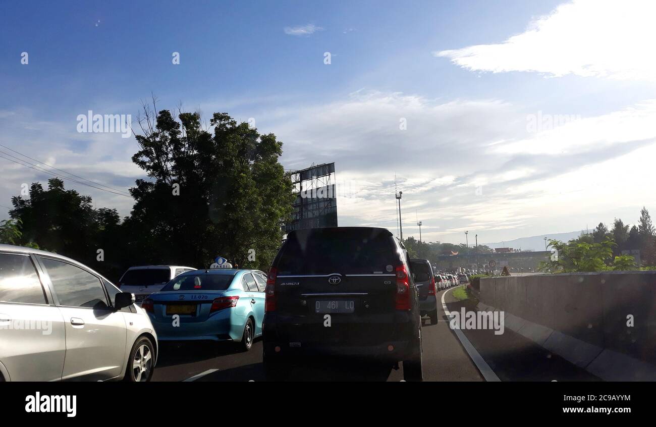 Bogor, Indonesia - March 11, 2019: Traffic on Sentul Barat Toll Gates ...