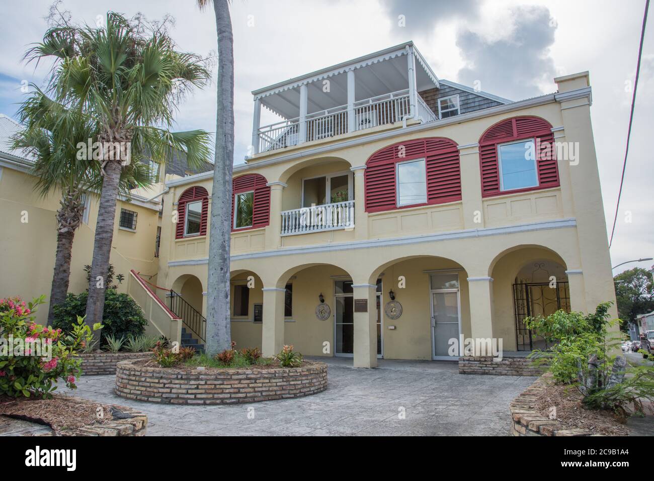 Christiansted, St. Croix, USVI-October 22,2019: Old, colorful building ...