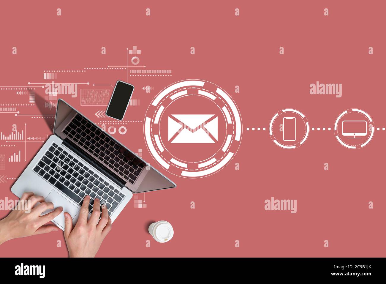 Email communication concept with hands and laptop Stock Photo - Alamy