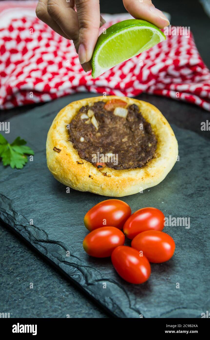 Delicious Lebanese (Arabic) food, squeezing lemon into legitimate ...