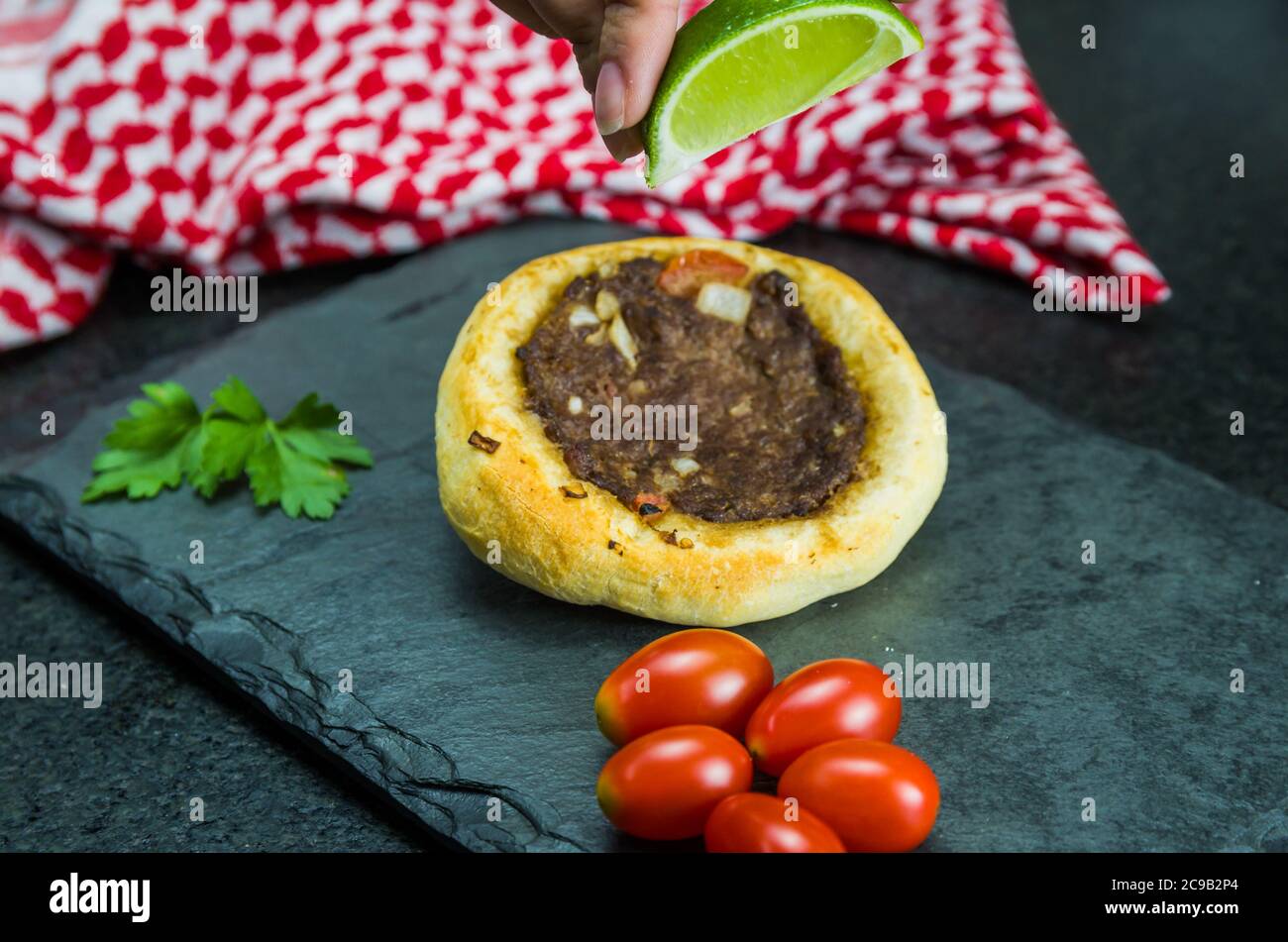 Delicious Lebanese (Arabic) food, squeezing lemon into legitimate ...