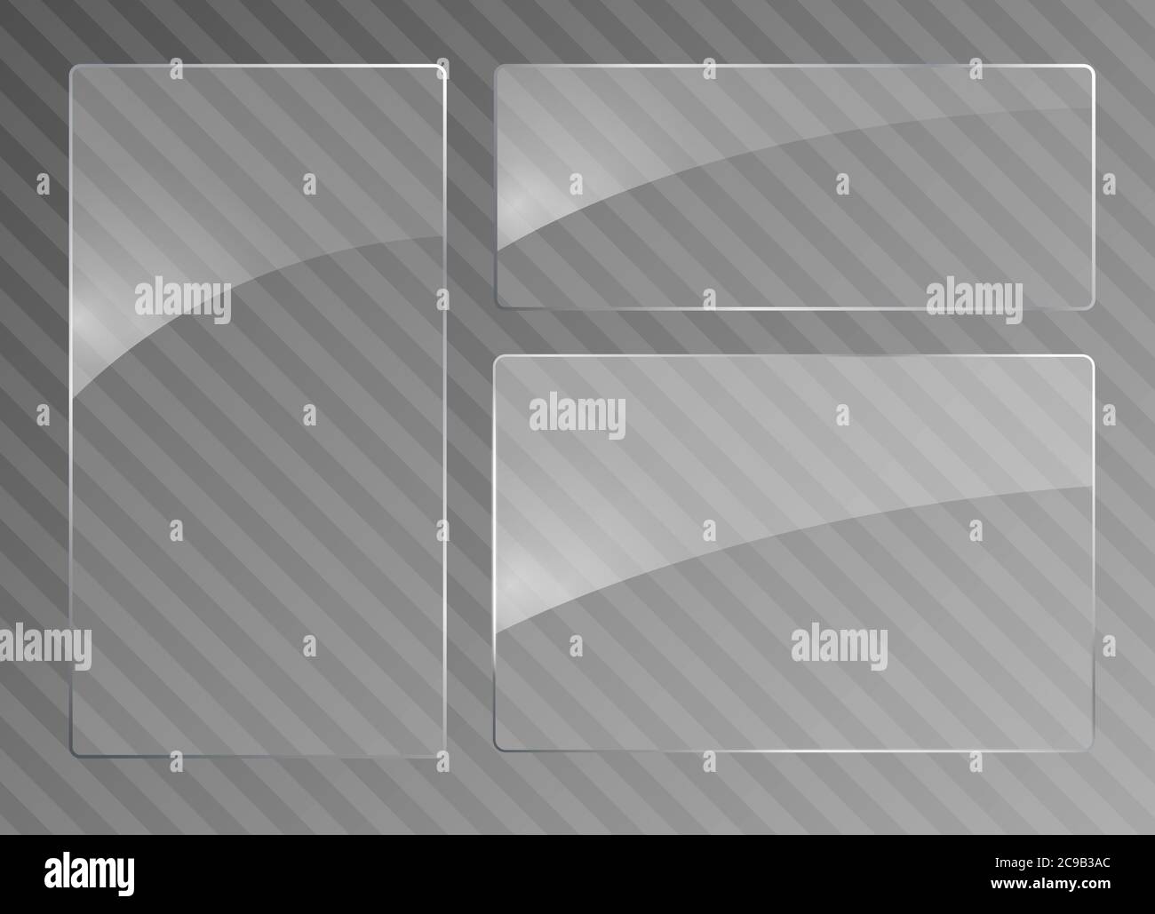 Glass transparent banners. Clear glass showcase. Realistic window ...