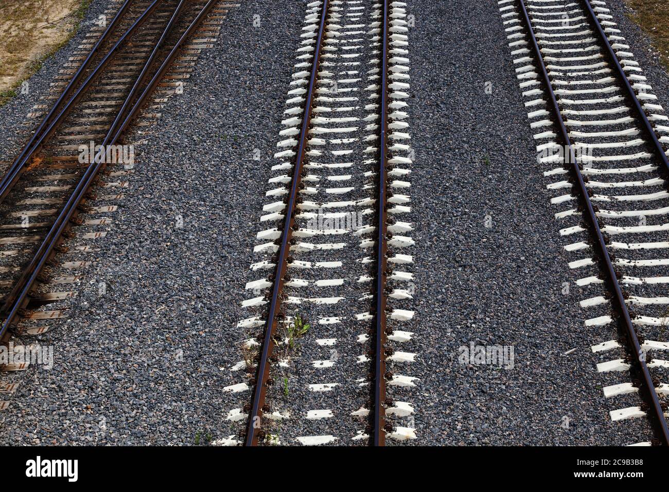 the railway goes on the ground Stock Photo - Alamy