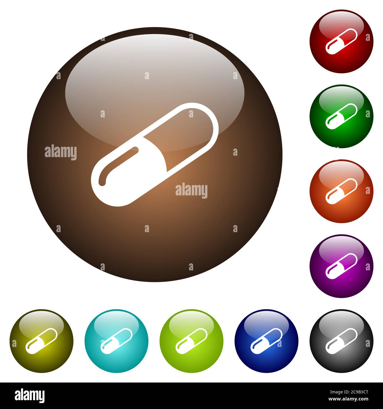 Pill white icons on round color glass buttons Stock Vector Image & Art ...