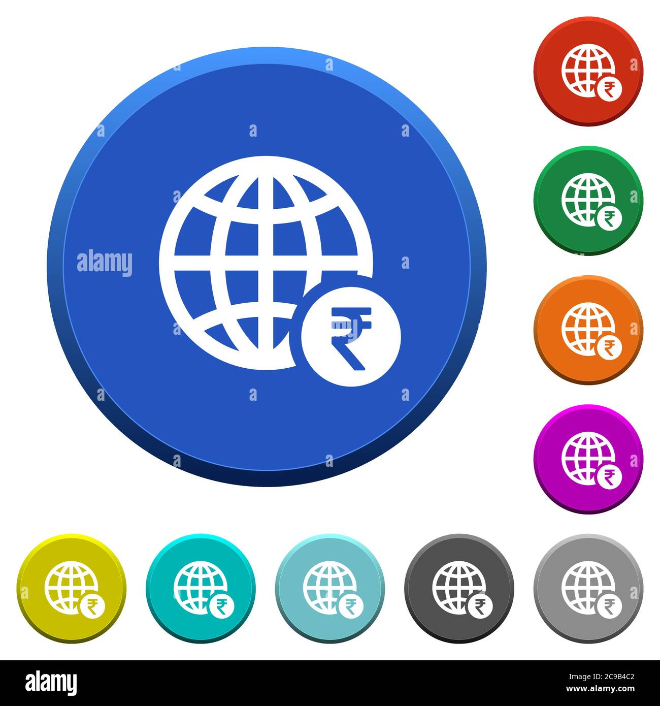 Online Rupee payment round color beveled buttons with smooth surfaces ...