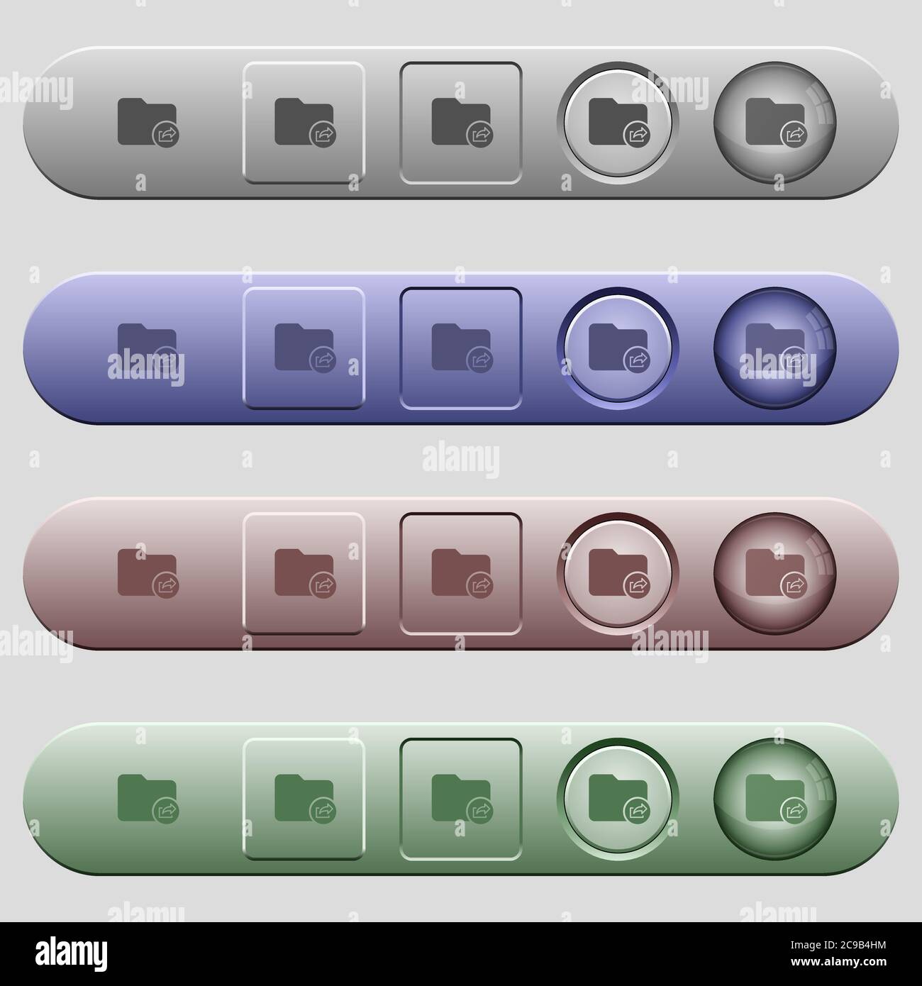 Export directory icons on rounded horizontal menu bars in different colors and button styles ...