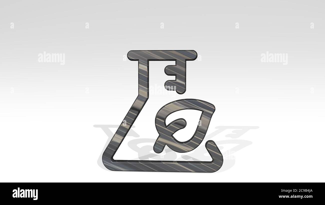 organic flask made by 3D illustration of a shiny metallic sculpture ...