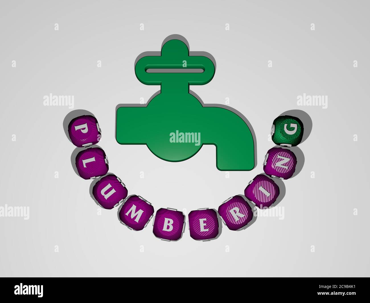 3D graphical image of plumbering vertically along with text built ...