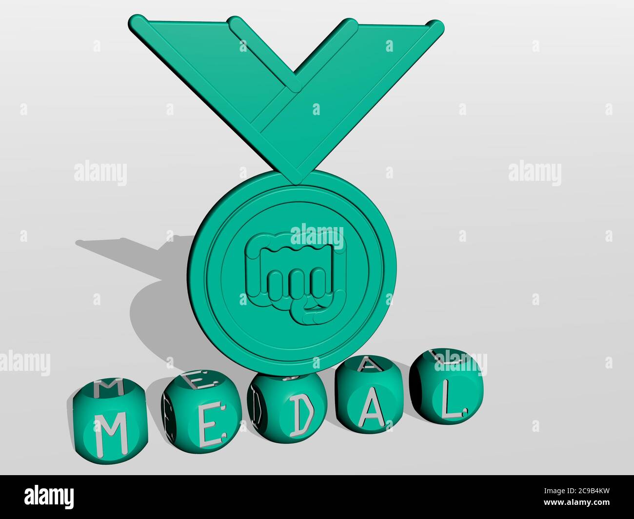 3D graphical image of medal vertically along with text built by ...