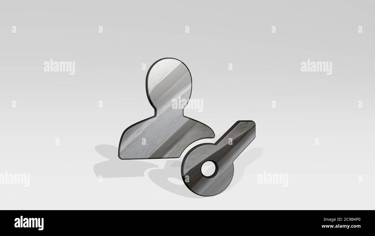SINGLE NEUTRAL ACTIONS KEY made by 3D illustration of a shiny metallic ...