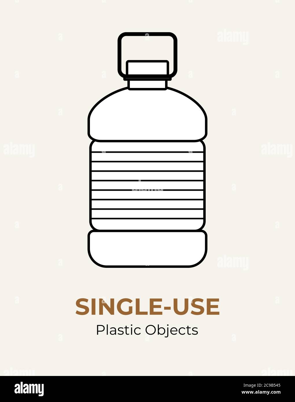 Single-use plastic big bottle. Vector illustration of recycling plastic ...